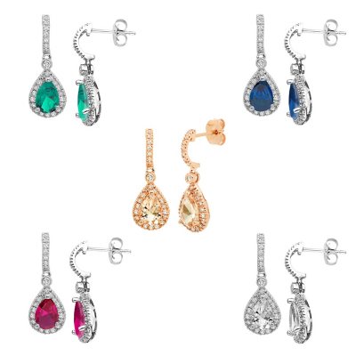 Click here for Pear Cut Gemstone & 0.27 CT. T. W. Diamond Tear Dr... prices