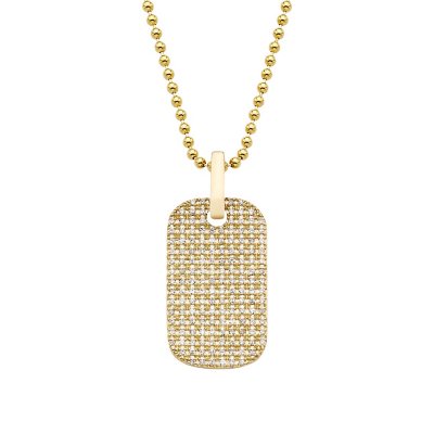 Click here for 0.46 CT. T. W. Diamond Dogtag Pendant in 14K Yello... prices