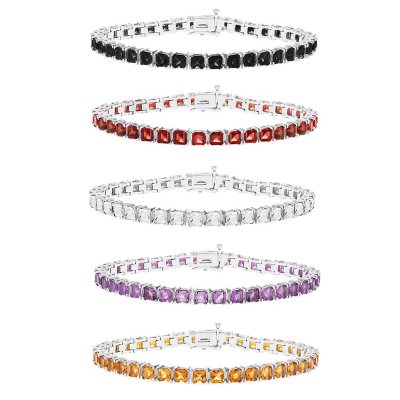 Click here for Princess Cut Gemstone Tennis Bracelet in Sterling... prices
