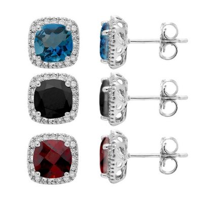 Click here for Cushion Cut Gemstone and 0.15 CT. T. W. Halo Diamo... prices