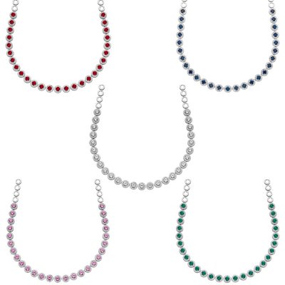 Click here for Lab Created Round Cut Sapphire Necklace in Sterlin... prices