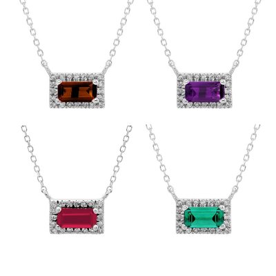 Click here for Baguette Cut Gemstone and 0.06 CT. T. W. Diamond H... prices