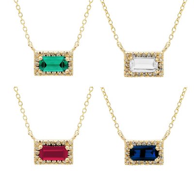 Click here for Baguette Cut Gemstone and 0.06 CT. T. W. Diamond H... prices