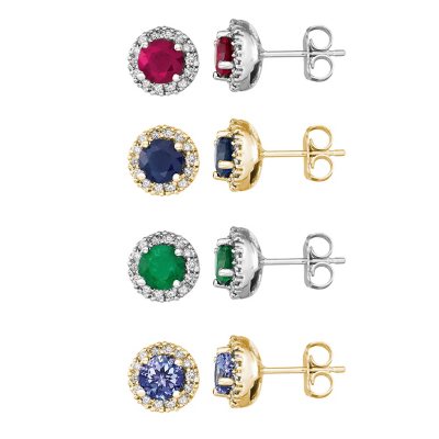 Click here for 1.2 CT Blue Sapphire and 0.28 CT. T. W. Diamond Ea... prices