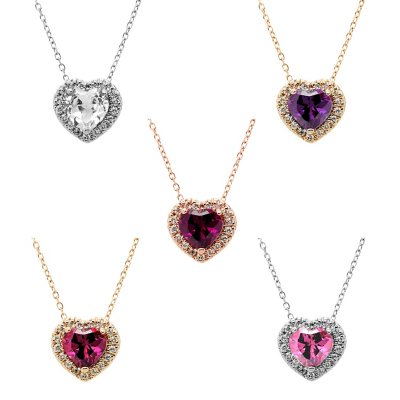 Click here for Lab Created Gemstone & Diamond Accent Heart Pendan... prices