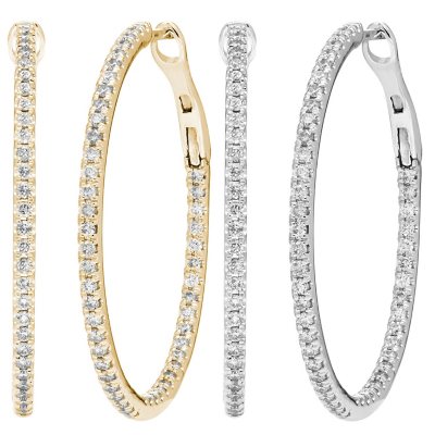 Click here for 1.00 CT. T. W. Inside Out Diamond Hoop Earrings in... prices