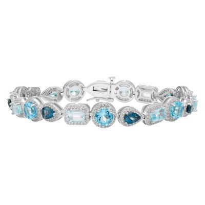 Click here for Multi Shape Gemstone Tennis Halo Bracelet in Sterl... prices
