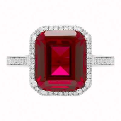 Click here for Lab Created Emerald Cut Gemstone and Diamond Ring... prices