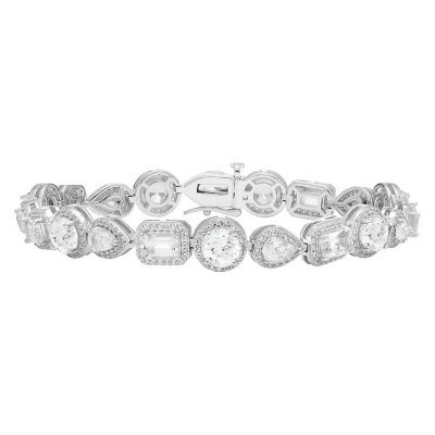 Click here for Multi Shape Gemstone Tennis Halo Bracelet in Sterl... prices