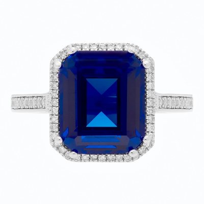 Click here for Lab Created Emerald Cut Gemstone and Diamond Ring... prices