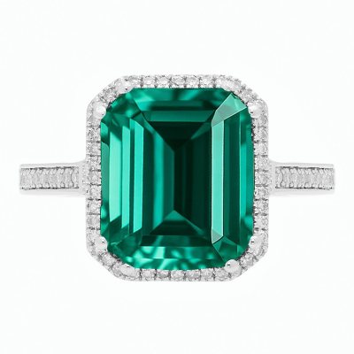 Click here for Lab Created Emerald Cut Gemstone and Diamond Ring... prices