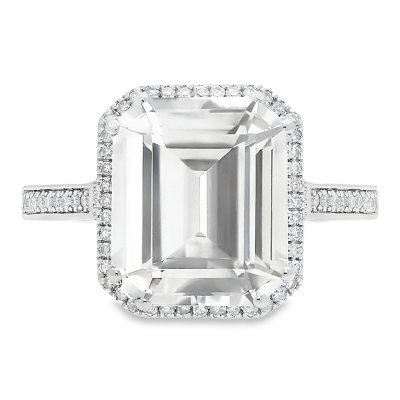 Click here for Lab Created Emerald Cut Gemstone and Diamond Ring... prices