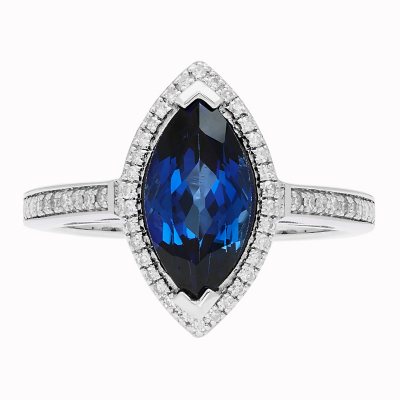 Click here for Marquise Cut Gemstone & .20 CT TW Diamond Ring in... prices