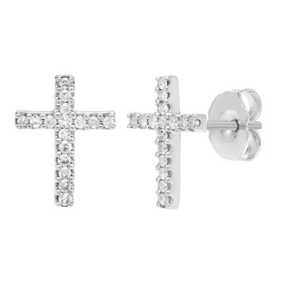Click here for Diamond Cross Stud Earrings in Sterling Silver prices