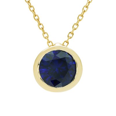 Click here for Round Cut Gemstone Bezel Pendant in 14K Gold- Lab... prices