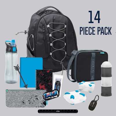 Bungee Backpack School and Lunch Set, 14 Piece (Assorted Colors) - Sam ...