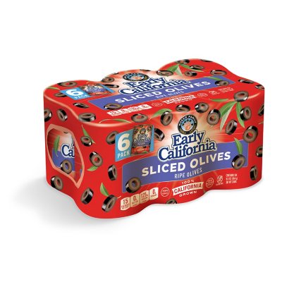 Click here for Early California Sliced Olives 6.5 oz.  6 pk. prices