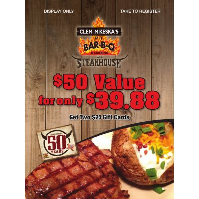 Clem Mikeska's BBQ - 2 x $25 - Sam's Club