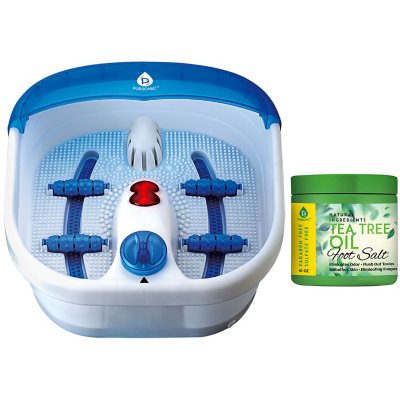 Pursonic Foot Spa Massager with Tea Tree Oil Foot Salt Scrub - White