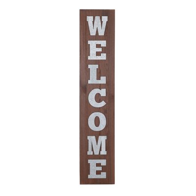 Solid Wood and Galvanized Steel 48" Welcome Sign, Dark Cherry - Sam's Club