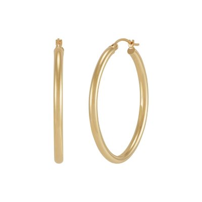 Click here for Oval Tube Hoop Earrings in 14K Gold:- Polished prices