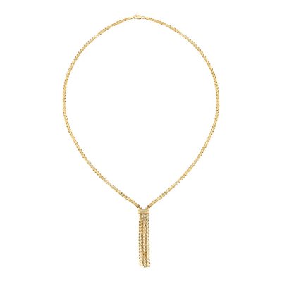 Click here for Solid Tassel Lariat Necklace in 14K Yellow Gold prices