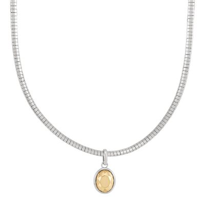Click here for Faceted Oval Charm on Omega Chain Necklace in Silv... prices