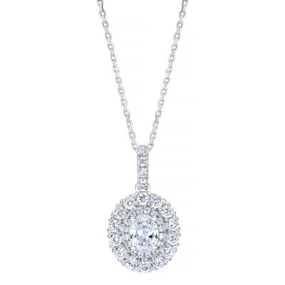 Click here for 1.25 CT. T. W. Oval Cut Halo Diamond Pendant Neckl... prices