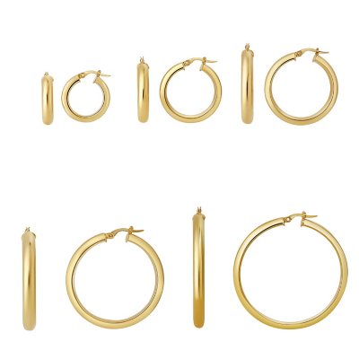 Click here for Wedding Band Hoop Earrings in 14K Gold:- Extra Lar... prices