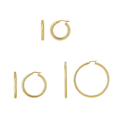 Click here for High Polish Hoop Earrings in 14K Gold-Large  Yello... prices