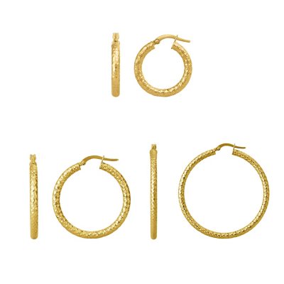 Click here for Diamond Cut Hoop Earrings in 14K Gold- Yellow Gold... prices