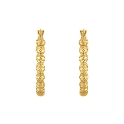 Click here for Diamond cut Bead Hoop Earrings in 14K Yellow Gold prices