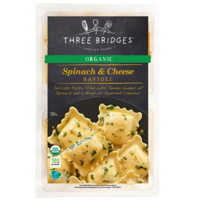 Three Bridges Organic Spinach and Cheese Ravioli (32 oz.) - Sam's Club