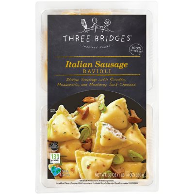 Three Bridges Italian Sausage Ravioli (30 oz.) - Sam's Club