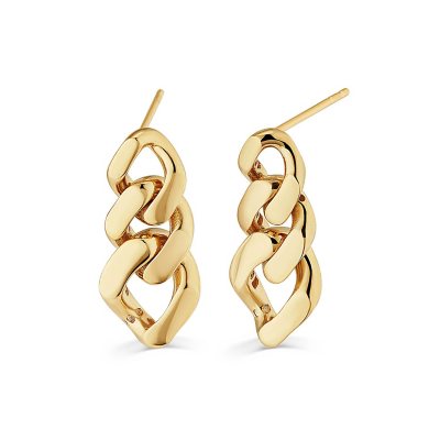 Click here for 14k yellow gold graduated curb chain drop earrings prices