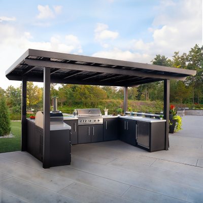 Backyard Discovery Luxury Galvanized Steel Covered Outdoor Kitchen with ...