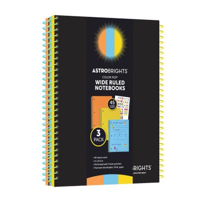 Astrobrights Wide Ruled Notebooks, 8" x 10.5", Multi-Color, 80 Sheets ...
