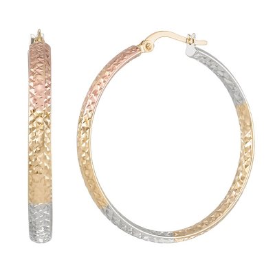 Click here for Tri-Color Brilliant Full Diamond Cut Hoop Earrings... prices