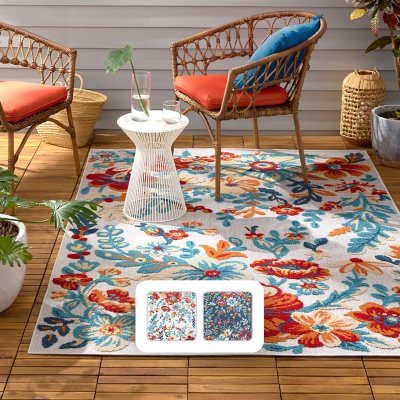 Town & Country Everyday Hibiscus Bloom Modern Floral Outdoor Rug - Sam ...