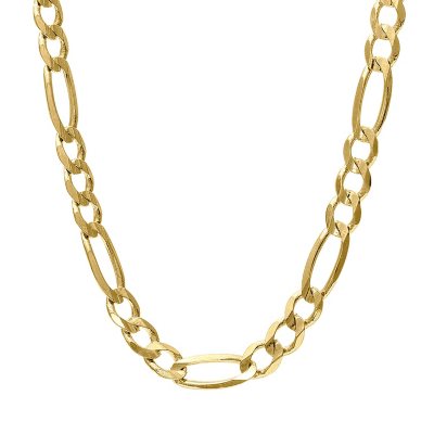 Click here for Solid Figaro Chain Necklace in 14K Gold- 24  6mm:-... prices