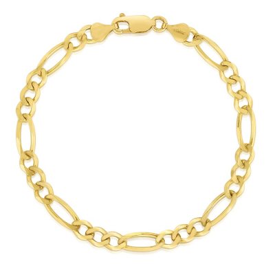 Click here for Solid Figaro Link Chain Bracelet in 14K Gold  6mm:... prices