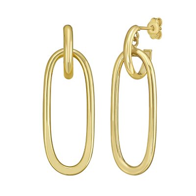 Click here for Polished Open Oval Dangle Earring in 14K Yellow Go... prices