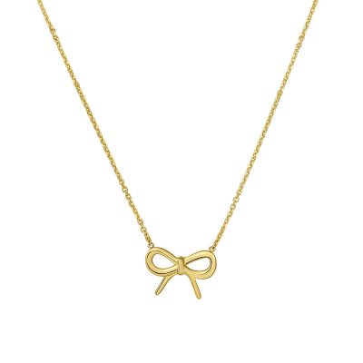 Click here for Polished Bow Station Necklace  16-18 in 14K Yellow... prices