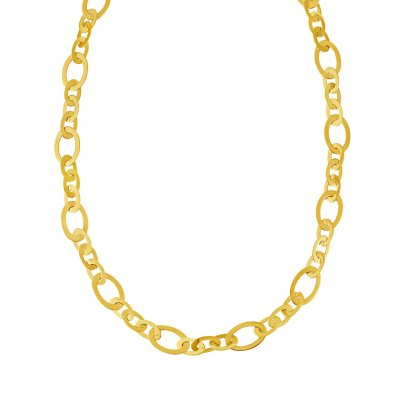 Click here for Polished Inter-Locked Oval Link Necklace in 14K Ye... prices