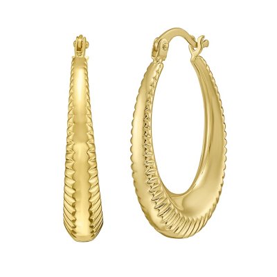 Click here for Polished Elongated Hoop Earrings in 14K Yellow Gol... prices