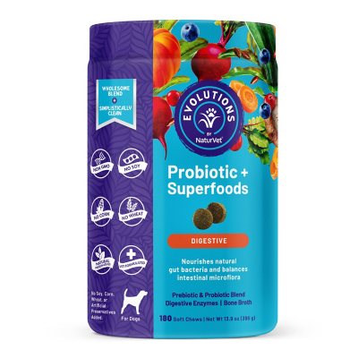Evolutions by NaturVet, Probiotic Plus Superfoods, Soft Chews for Dogs ...