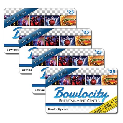 Bowlocity - 4 x $25 Value Gift Cards - Sam's Club