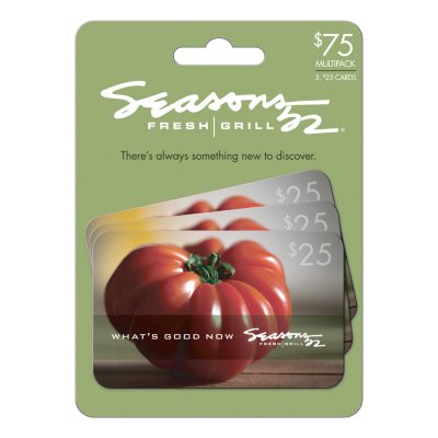 Click here for Seasons 52 $75 Gift Card Multi-Pack  3 x $25 prices