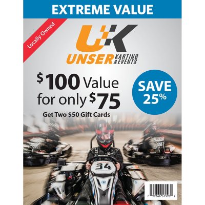 Click here for Unser Karting and Events $100 Value Gift Cards - 2... prices