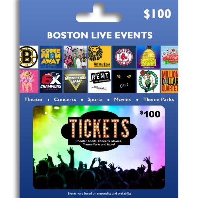 Tickets Card Boston Live Events $100 Value - Sam's Club